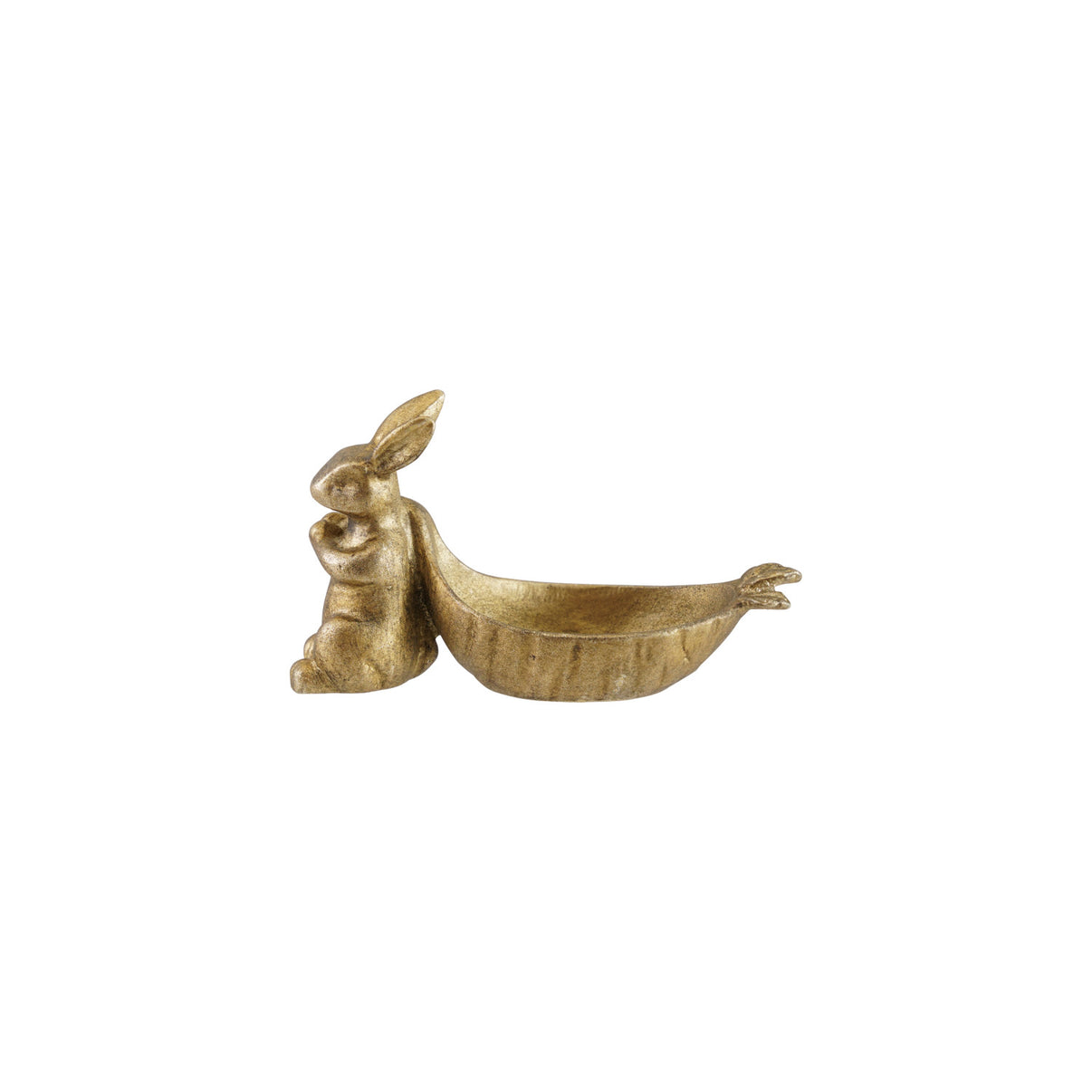 Decorative Pewter Rabbit Pulling Carrot Shaped Dish, Antique Gold ...
